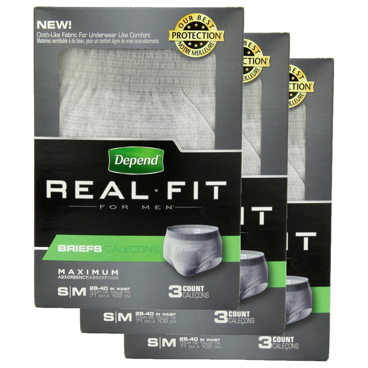 Real Fit for Men Briefs, Small/Medium, Pack/3 HSA/FSA Eligible ...