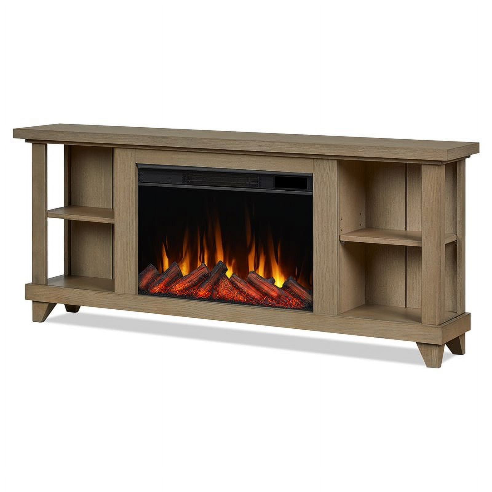 Real Flame Penrose 58" Slim Solid Wood & Glass Electric Fireplace in ...