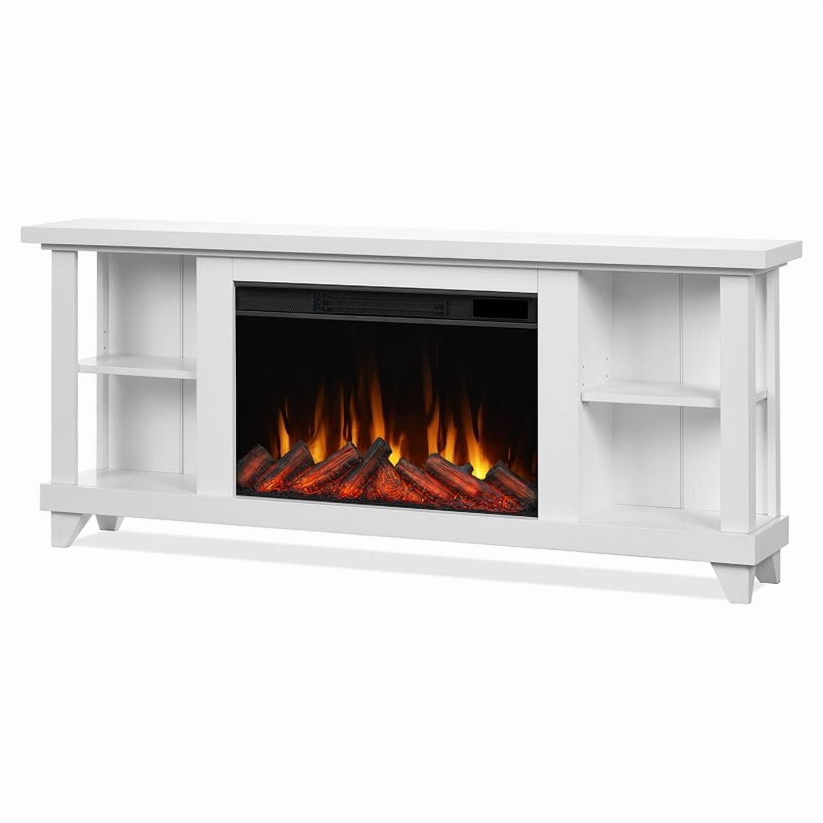 Real Flame Penrose 58" Slim Solid Wood & Glass Electric Fireplace in ...