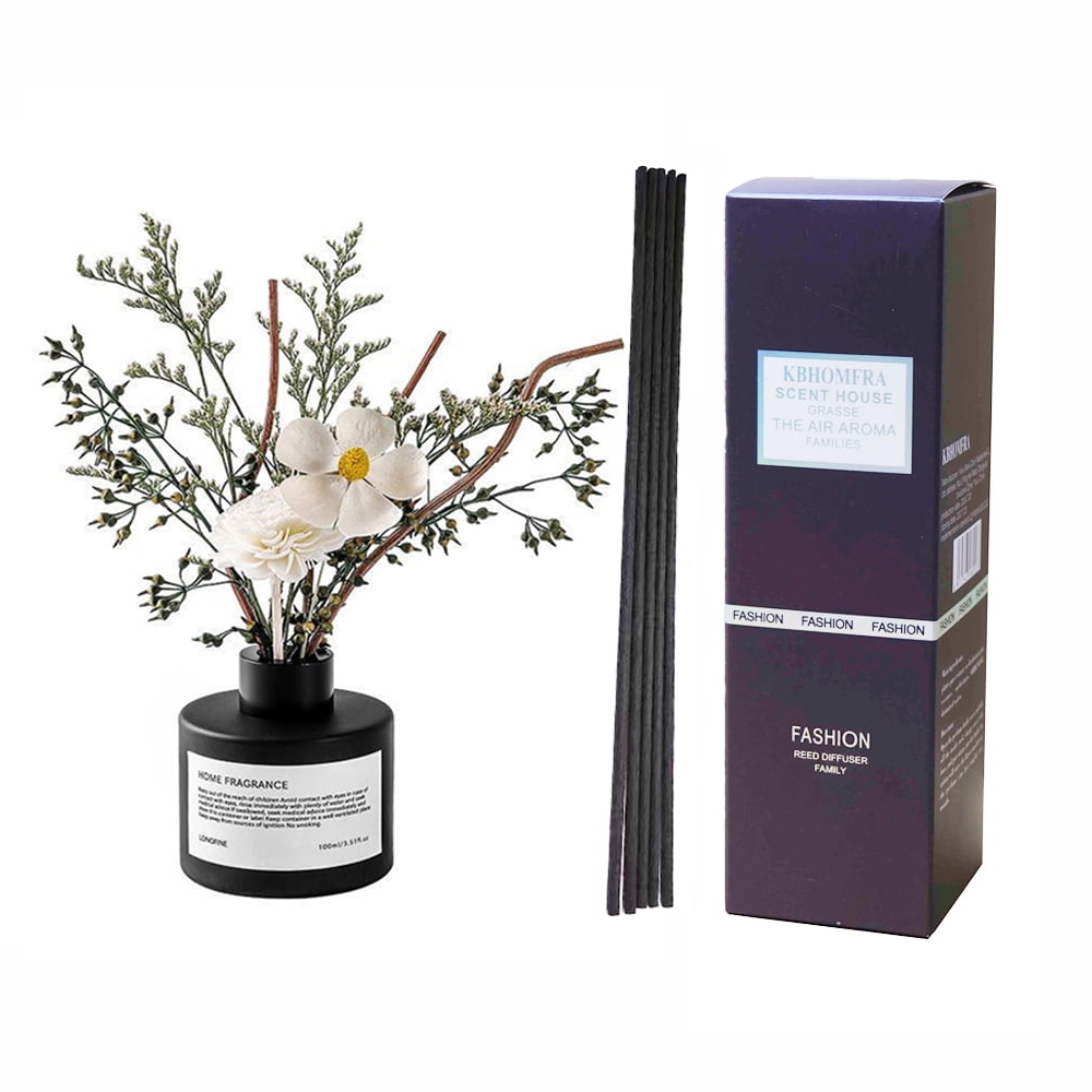 KBHOMFRA Reed Diffuser 3.38fl.oz Jasmine Tea Real Flower Scent Home ...