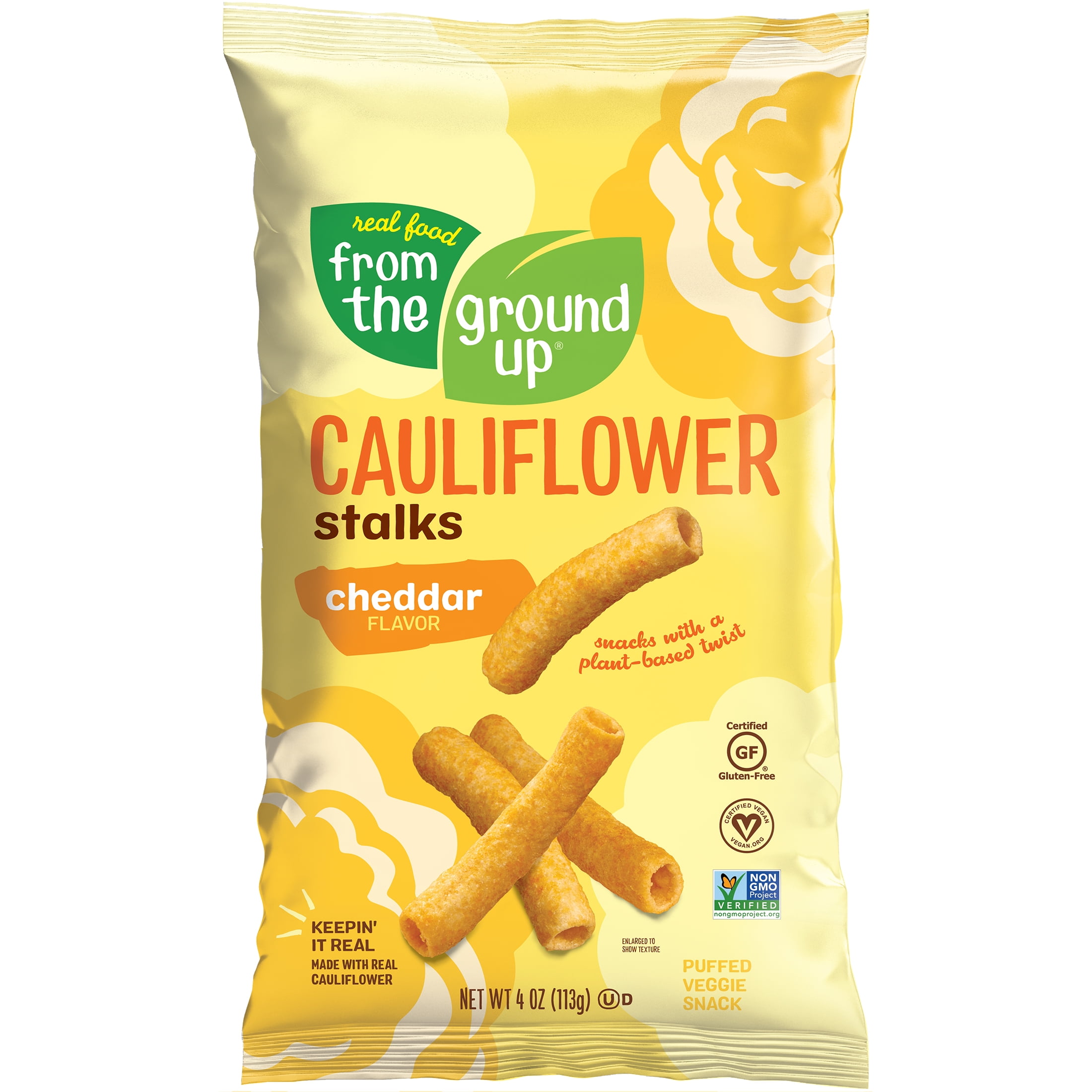 Real Food From The Ground Up Cauliflower Cheddar Stalks, 4 oz bag ...