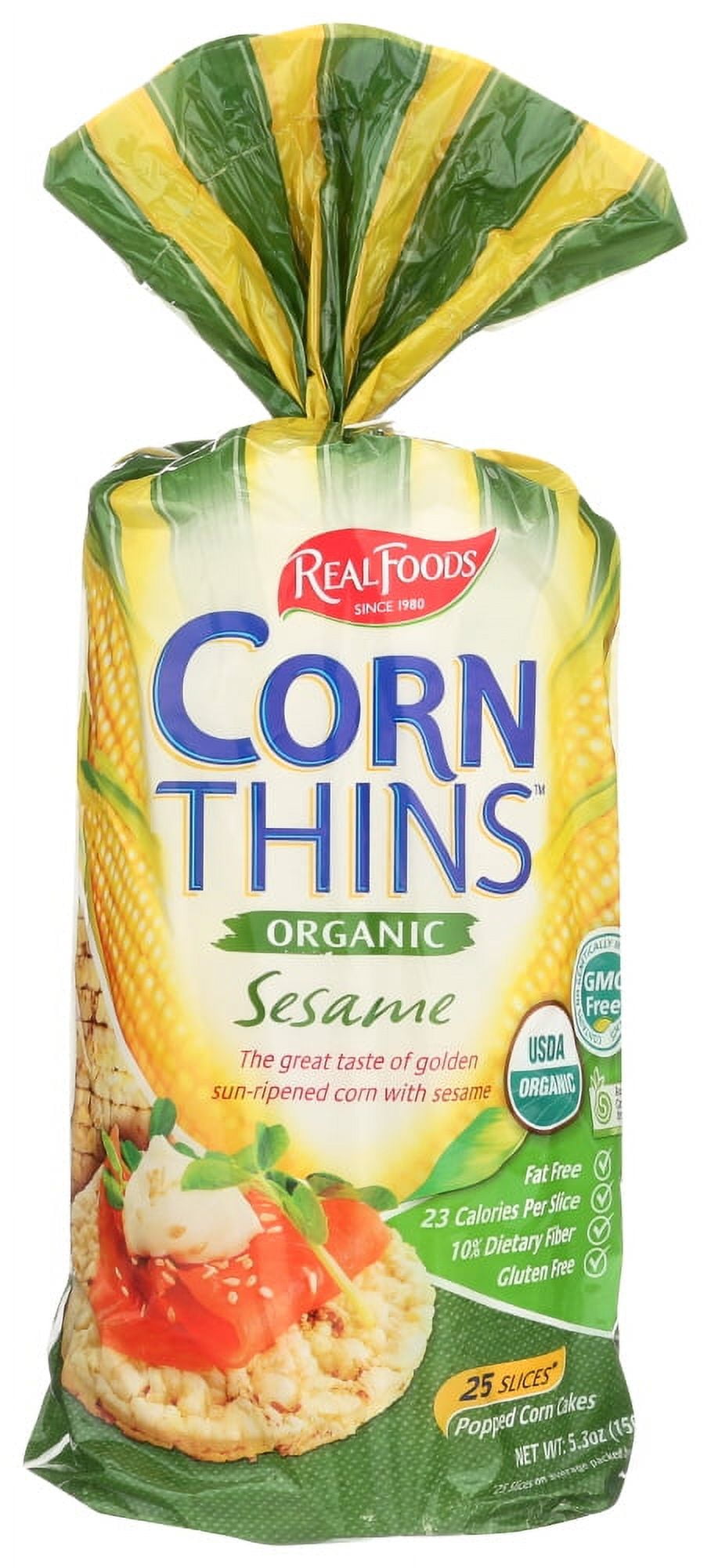 Real Foods Crisp Organic Sesame Corn Thins, 5.3 Oz - Walmart.com