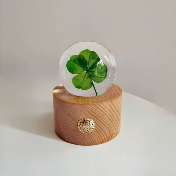 Real Four-Leaf Clover Resin Night Light, Rechargeable Touch Control ...