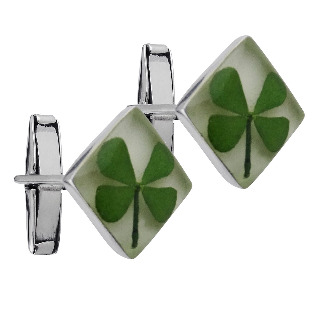 Real Four Leaf Clover Shamrock Cuff Links, Sterling Silver - Walmart.com