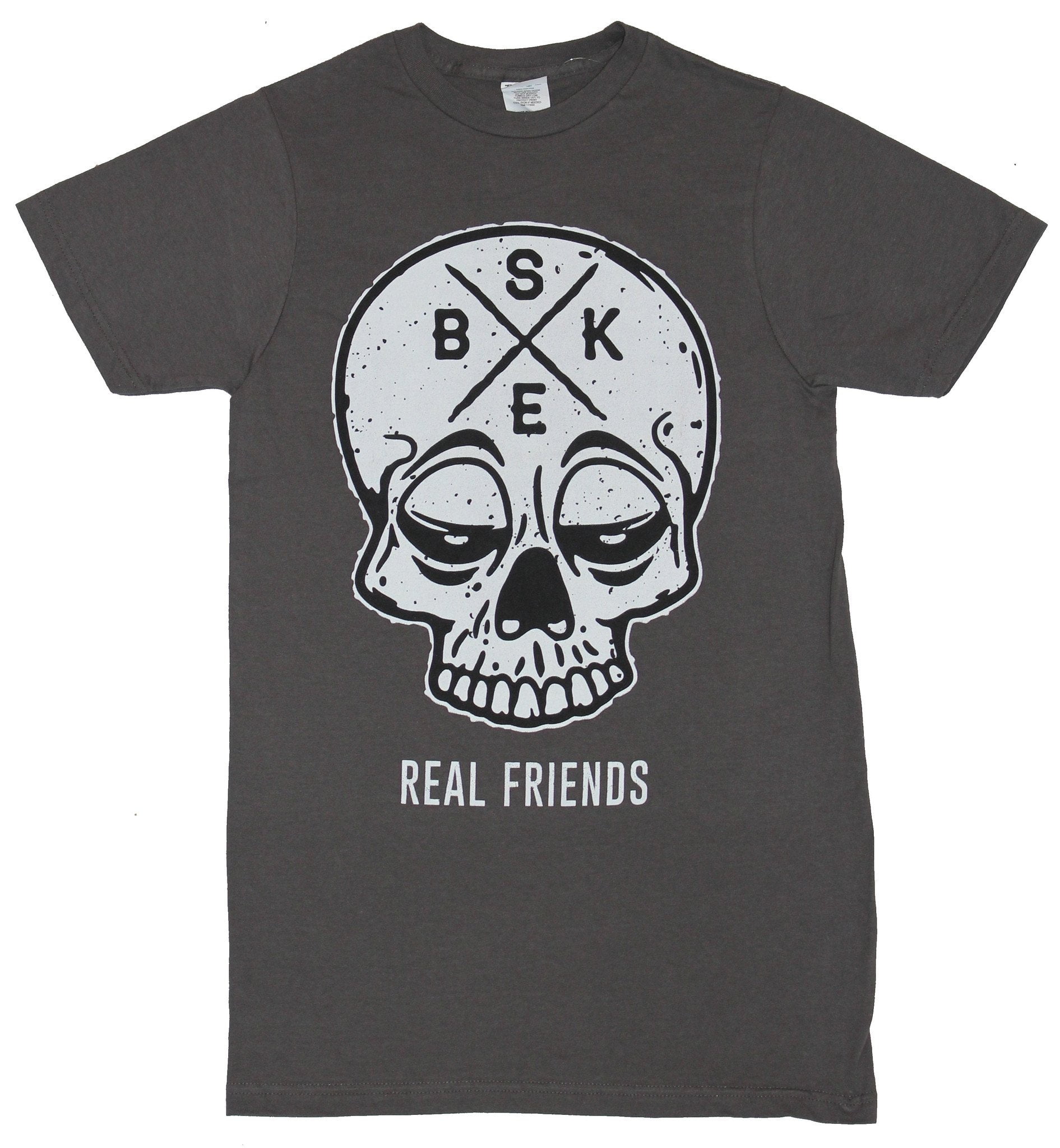 Real Friends Mens T-Shirt - BSKE Droopy Eyed Skull Image (2X-Large ...