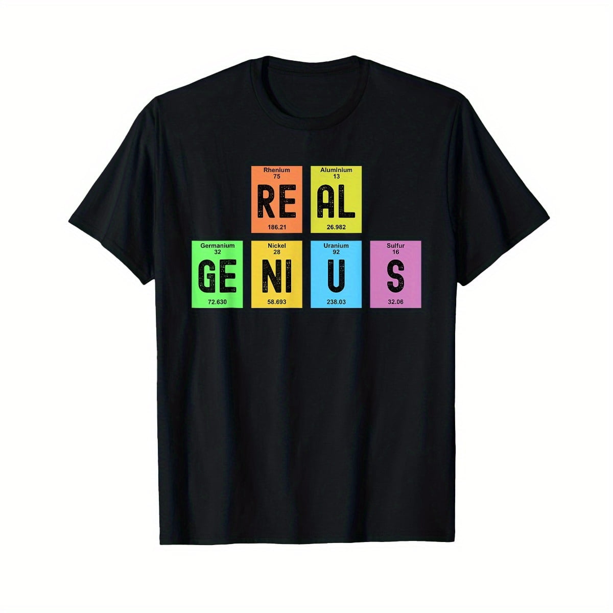 Real Genius Periodic Table of Elements - Funny Science Nerd T-Shirt ...