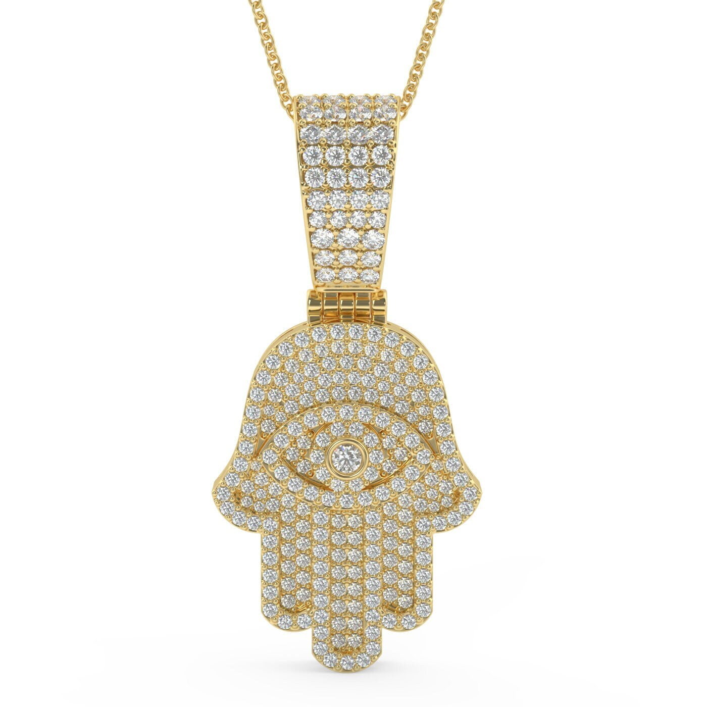 Real Genuine 1.50 Cwt VVS1 Natural Moissanite Diamond Iced Out Hamsa ...