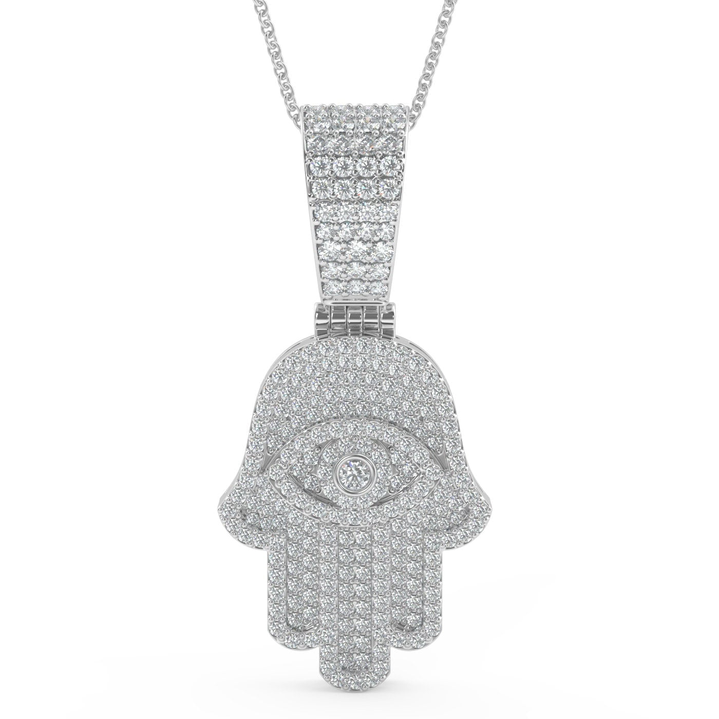 The Jewelers House 1.50 Cwt Moissanite Diamond Hamsa Hand Pendant, 14K ...