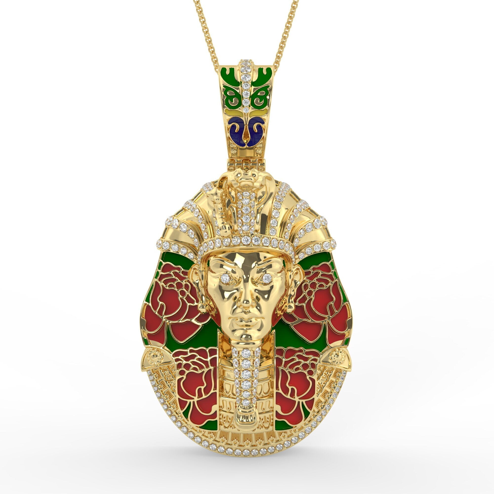 Real Genuine 2.00 Cwt Moissanite Diamond Iced Out Egyptian Pharaoh King ...