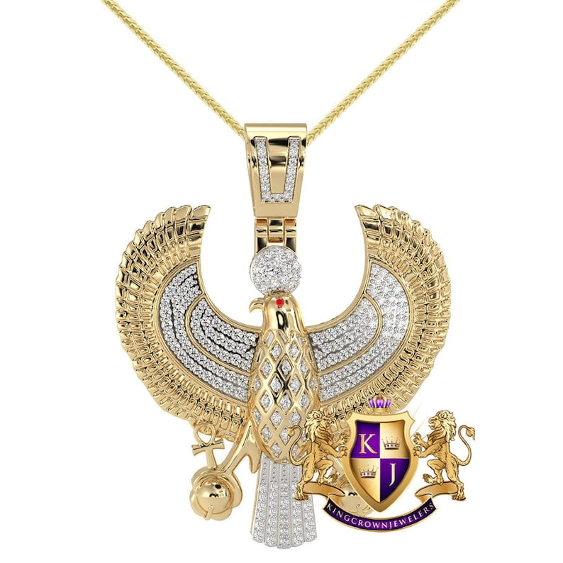 Real Genuine 2.50 Cwt. VVS/1 MOISSANITE Diamond Egyptian God Horus Ra ...