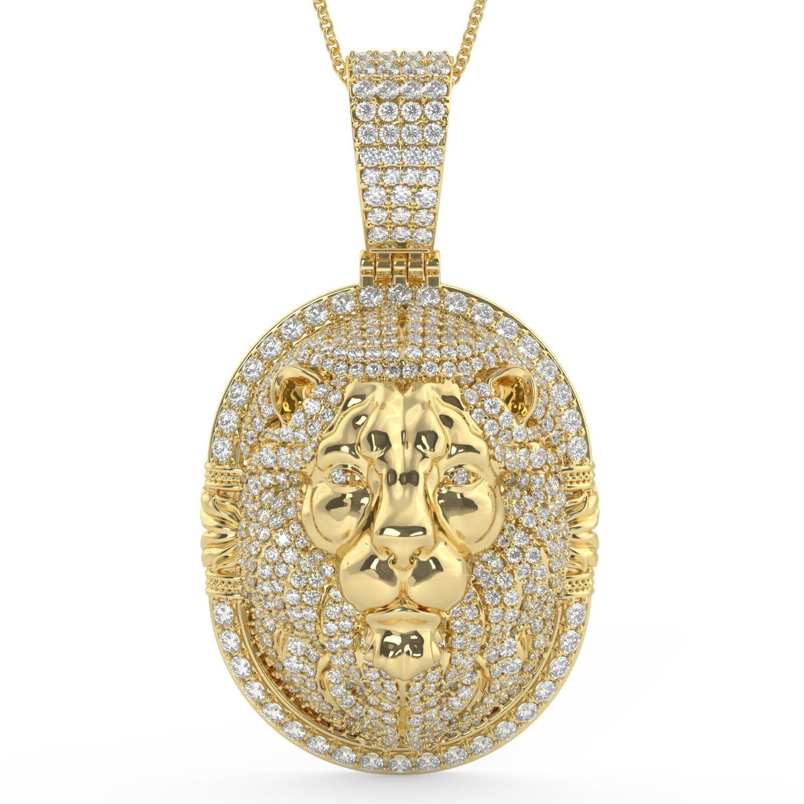 Real Genuine 3.00 Cwt Natural Moissanite Diamond Iced Out Lion Head ...