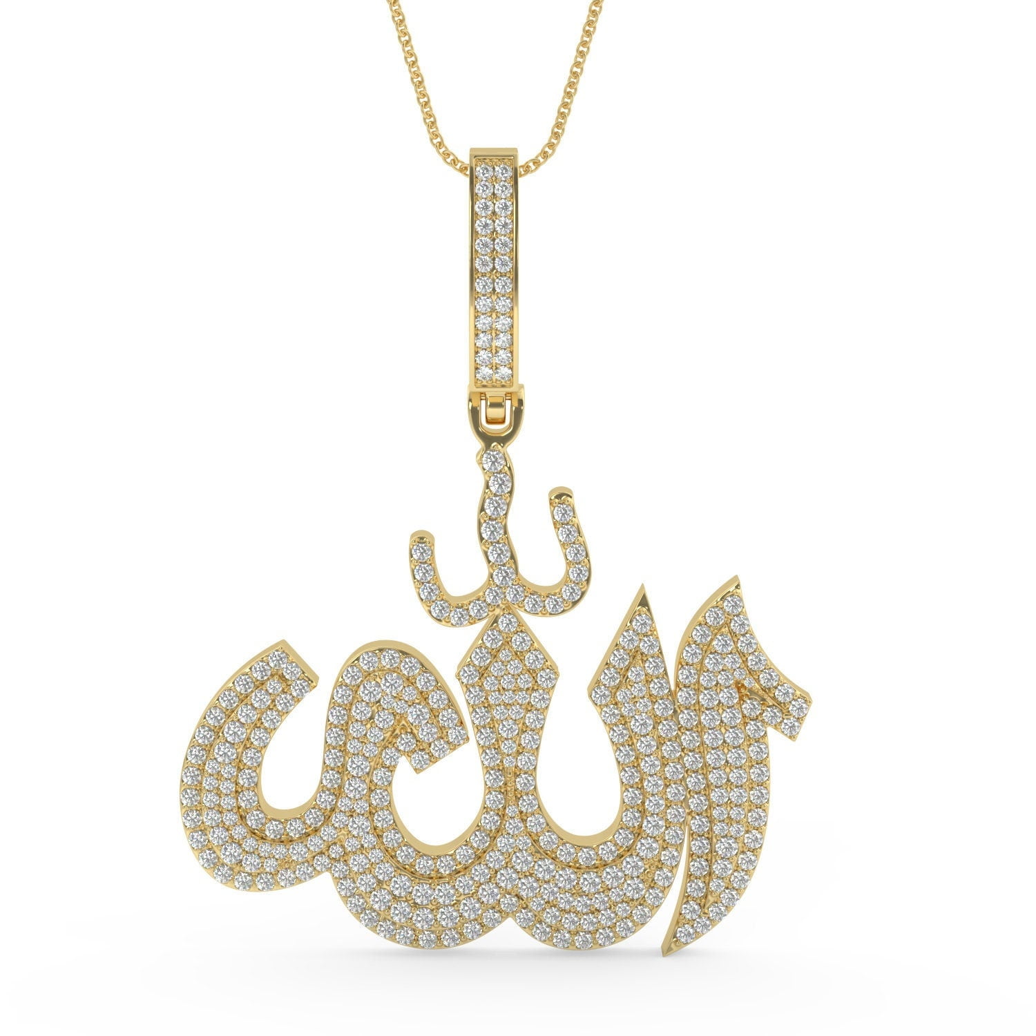 Real Genuine 3.25 Cwt Moissanite Diamond Iced Out Allah Arabic Islamic ...