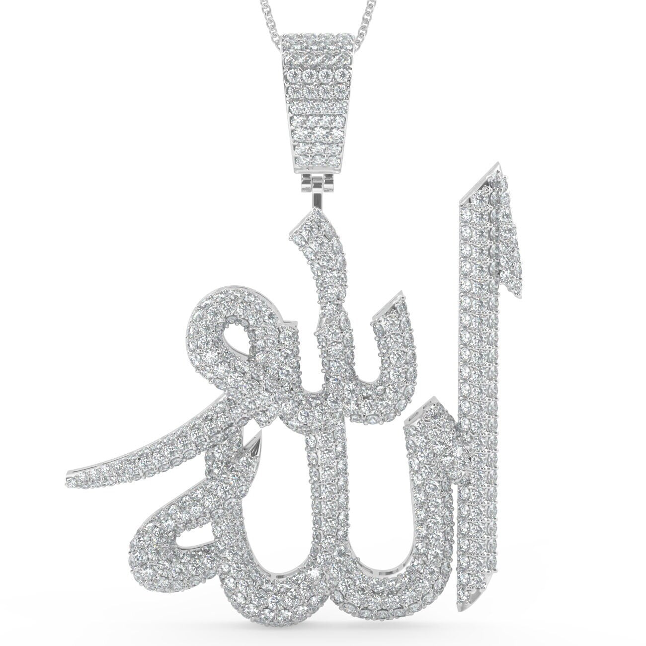 Real Genuine 6.00 Cwt Moissanite Diamond Iced Out Arabic Allah Islamic ...