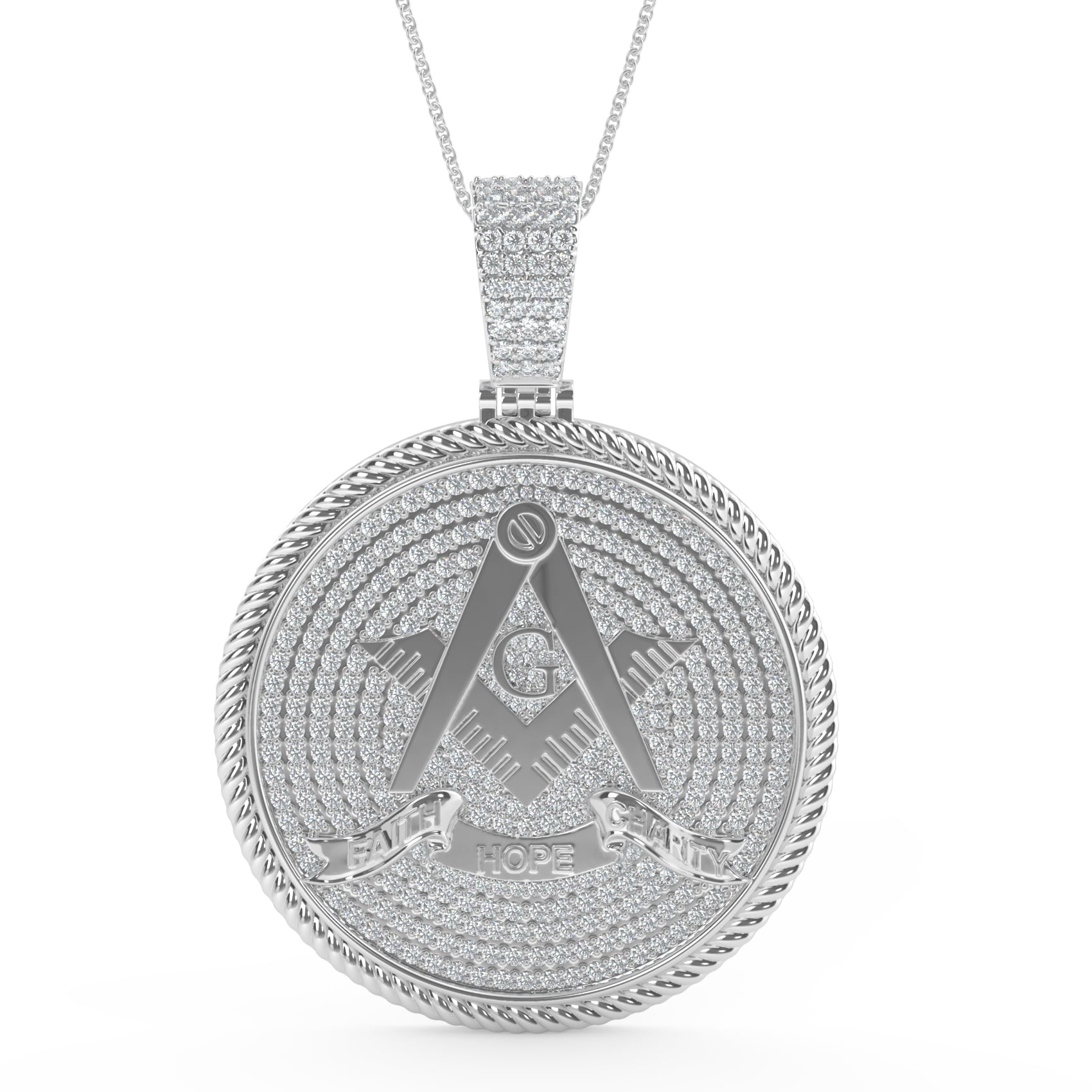 Real Genuine 3.30 Cwt Natural Moissanite Diamond Iced Out Freemason ...