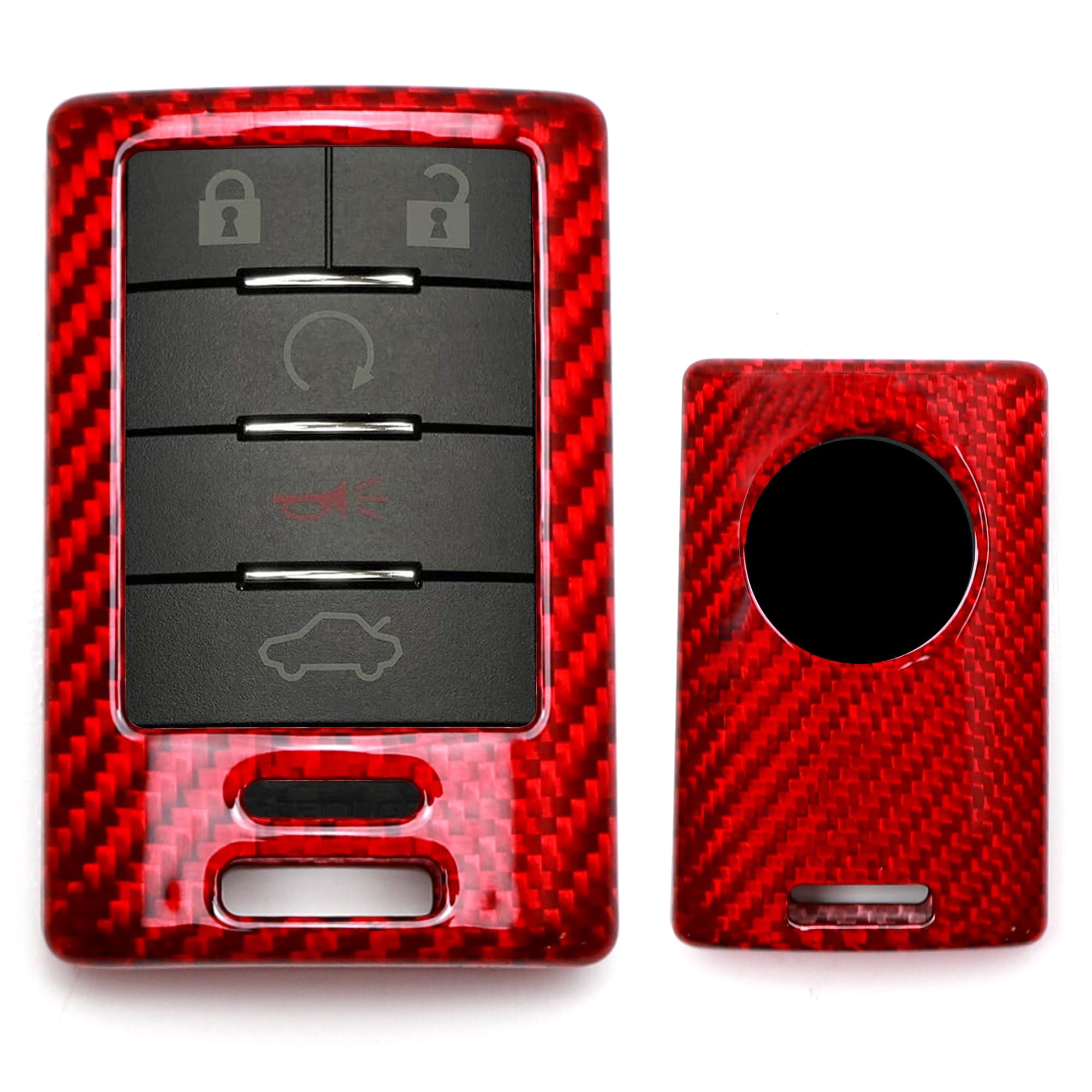 Real/Genuine Gloss Red Carbon Fiber Key Fob Shell Cover, For Chevrolet ...