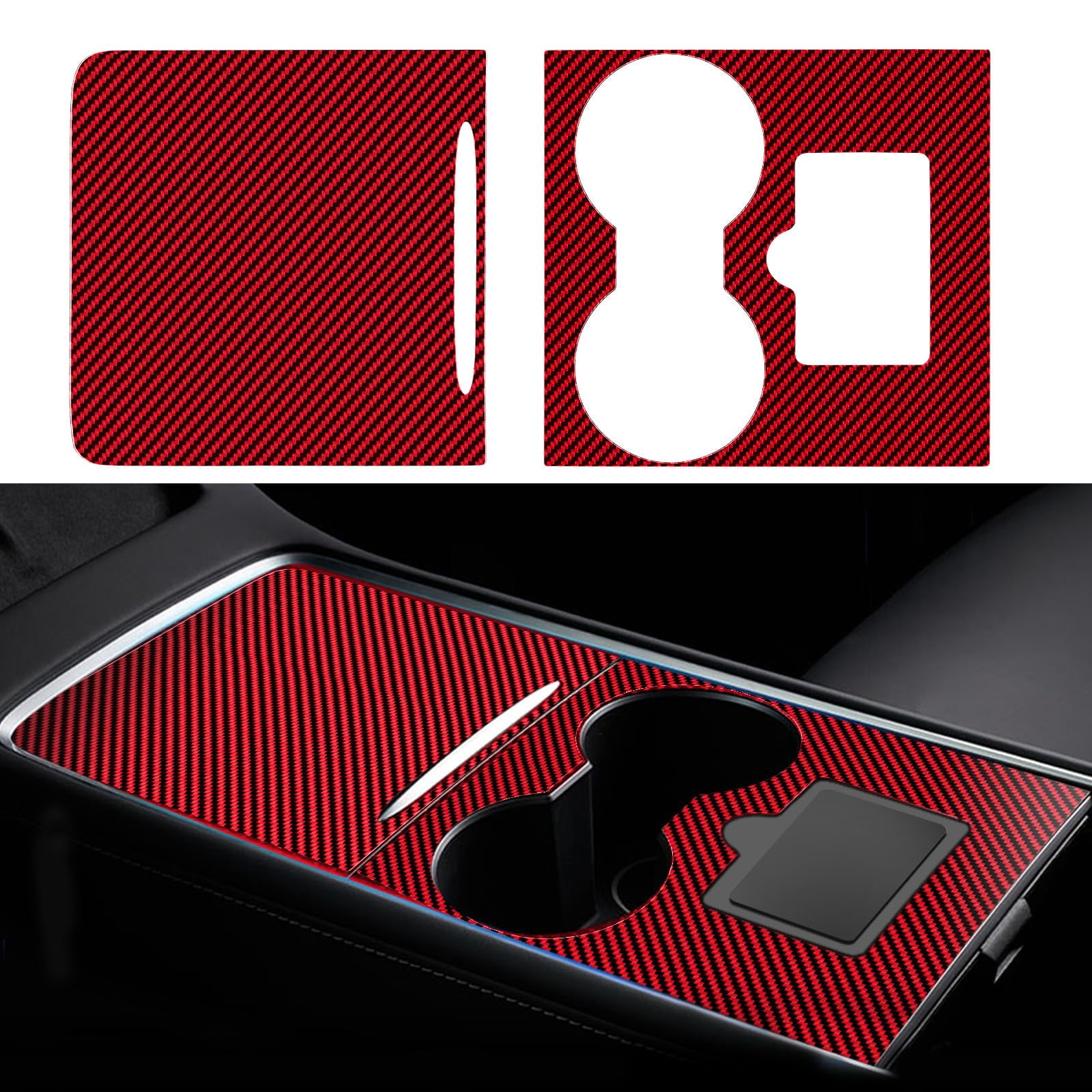 Real Glass Fiber 2021 2022 2023 Center Console Wrap Kit Fit for Tesla ...