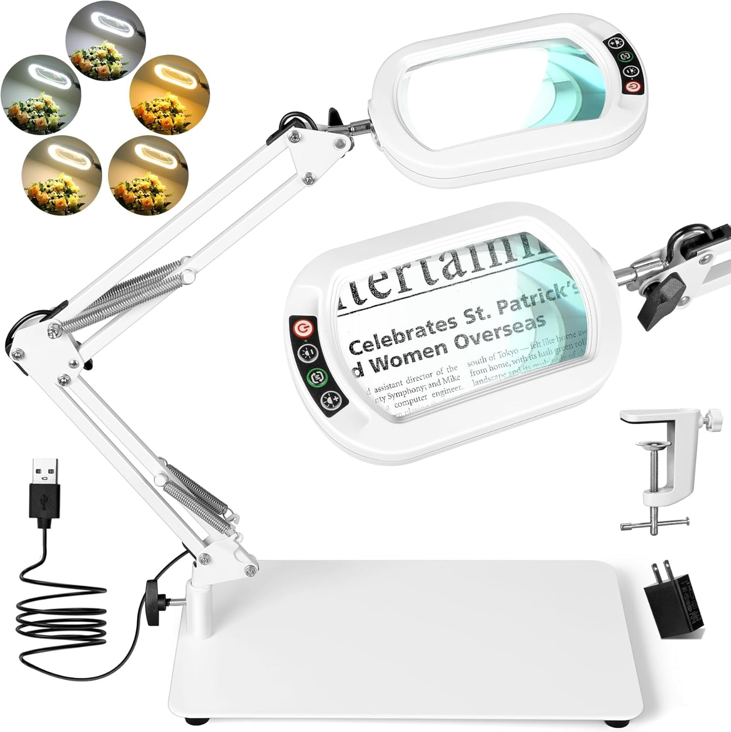 Real Glass LED Lighted Magnifier, Square Magnifying Glass with Light ...