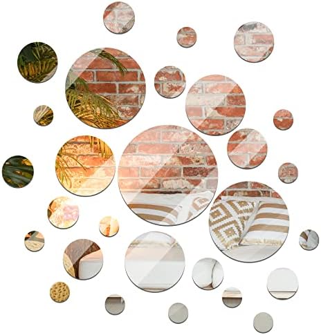 Real Glass Round Mirror Tiles Frameless Wall Glass Tiles Round Wall ...