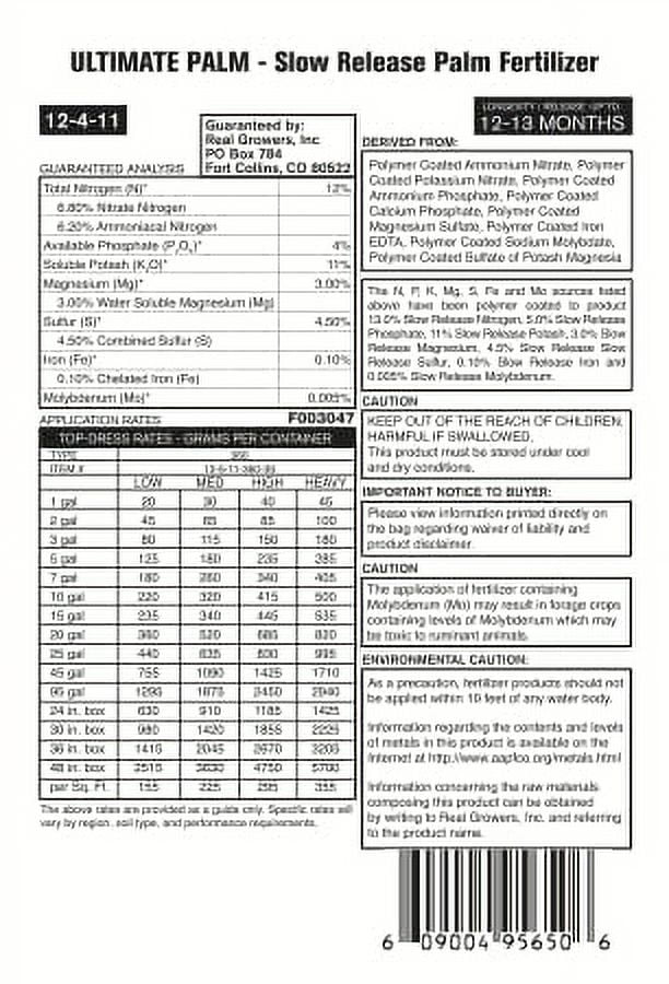 Real Growers Ultimate Palm 12 Month Control Release 13-5-11 High ...