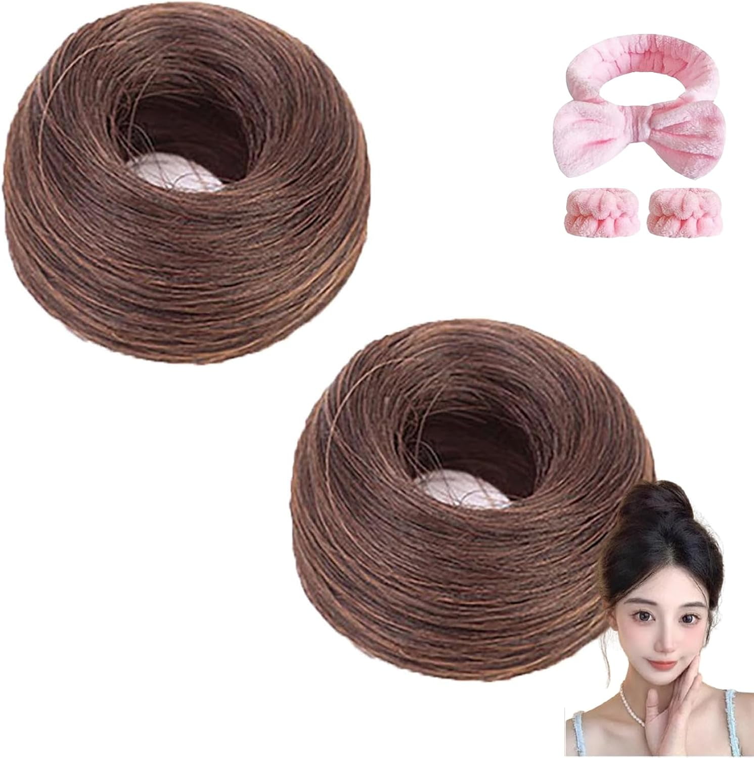 Real Hair Bun Wig, 2 PCS Messy Bun Hair Piece, Real Human Hair Bun Wig ...