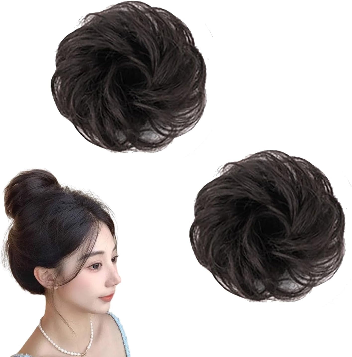 Real Hair Bun Wig, Messy Bun Hair Piece, Stationaryi Real Hair Bun Wig ...