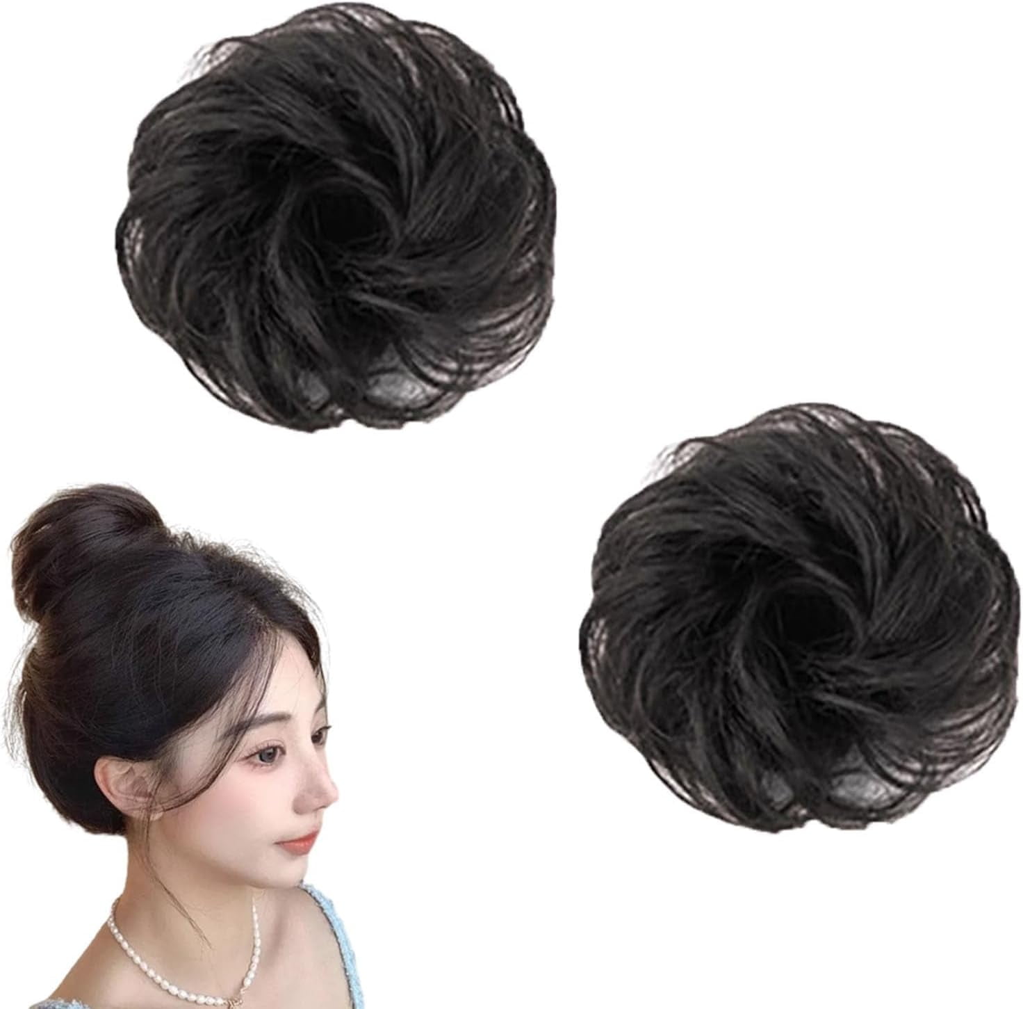 Real Hair Bun Wig, Messy Bun Hair Piece, Stationaryi Real Hair Bun Wig ...