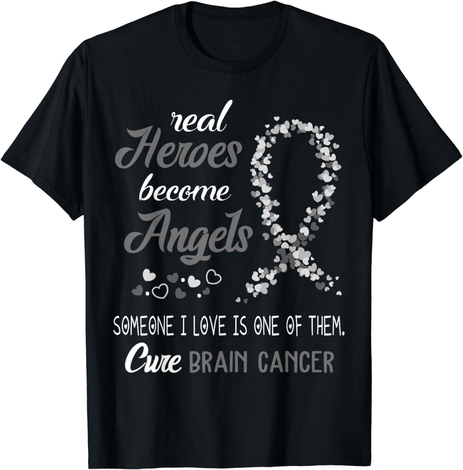 Real Heroes Become Angels Cure Brain Cancer Shirt - Walmart.com