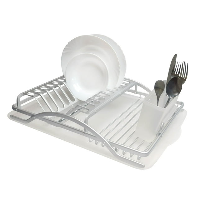 Real Home Deluxe Aluminum Dish Rack with Drain Board, Rust-Resistant ...