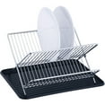 Real Home Innovations Folding Dish Rack Set, Chrome & Black - Walmart.com