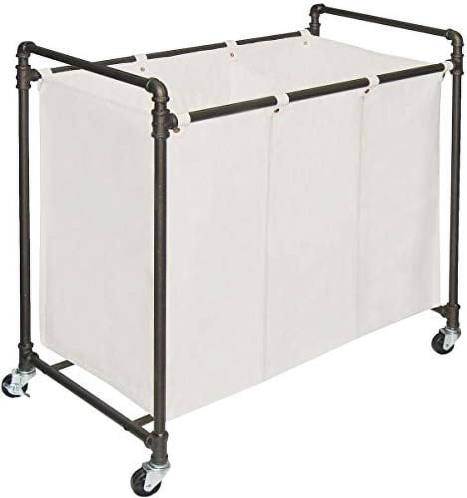Real Home Modern Industrial 3-Section Laundry Sorter with Removable Bag ...