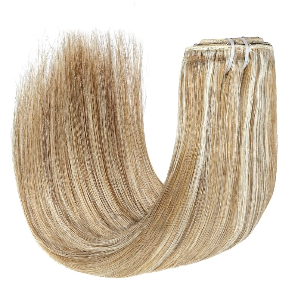 Real Human Hair Invisible Straight Seamless Clip On Hair Extensions ...