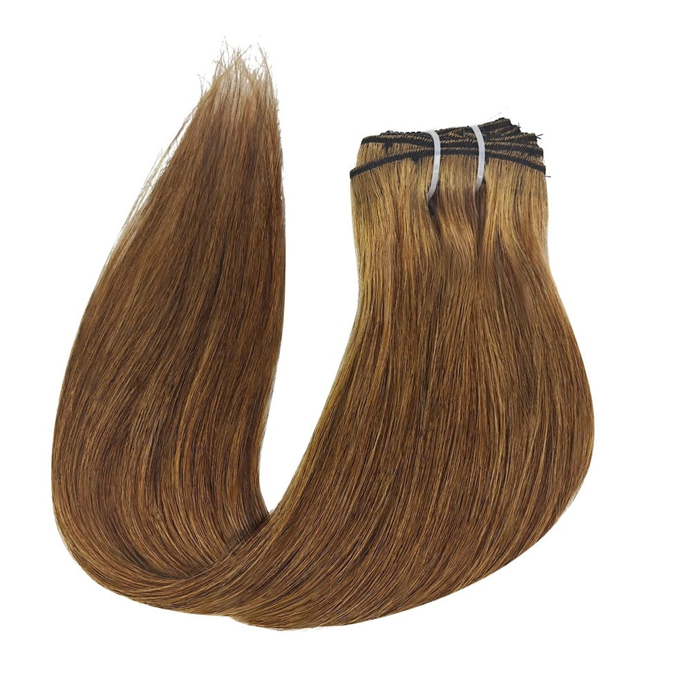Real Human Hair Invisible Straight Seamless Clip On Hair Extensions ...