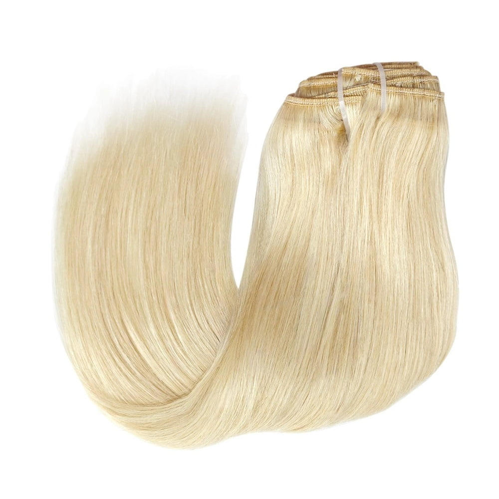 Real Human Hair Invisible Straight Seamless Clip On Hair Extensions ...