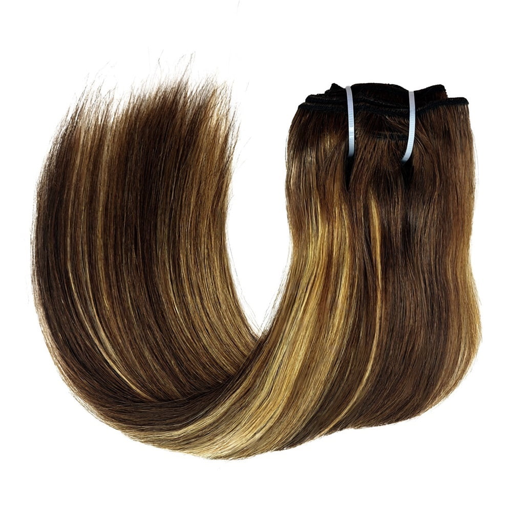 Real Human Hair Invisible Straight Seamless Clip On Hair Extensions ...