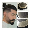 Real Human Hair Men Wigs Fine Mono Center and NPU Around Base Mens ...