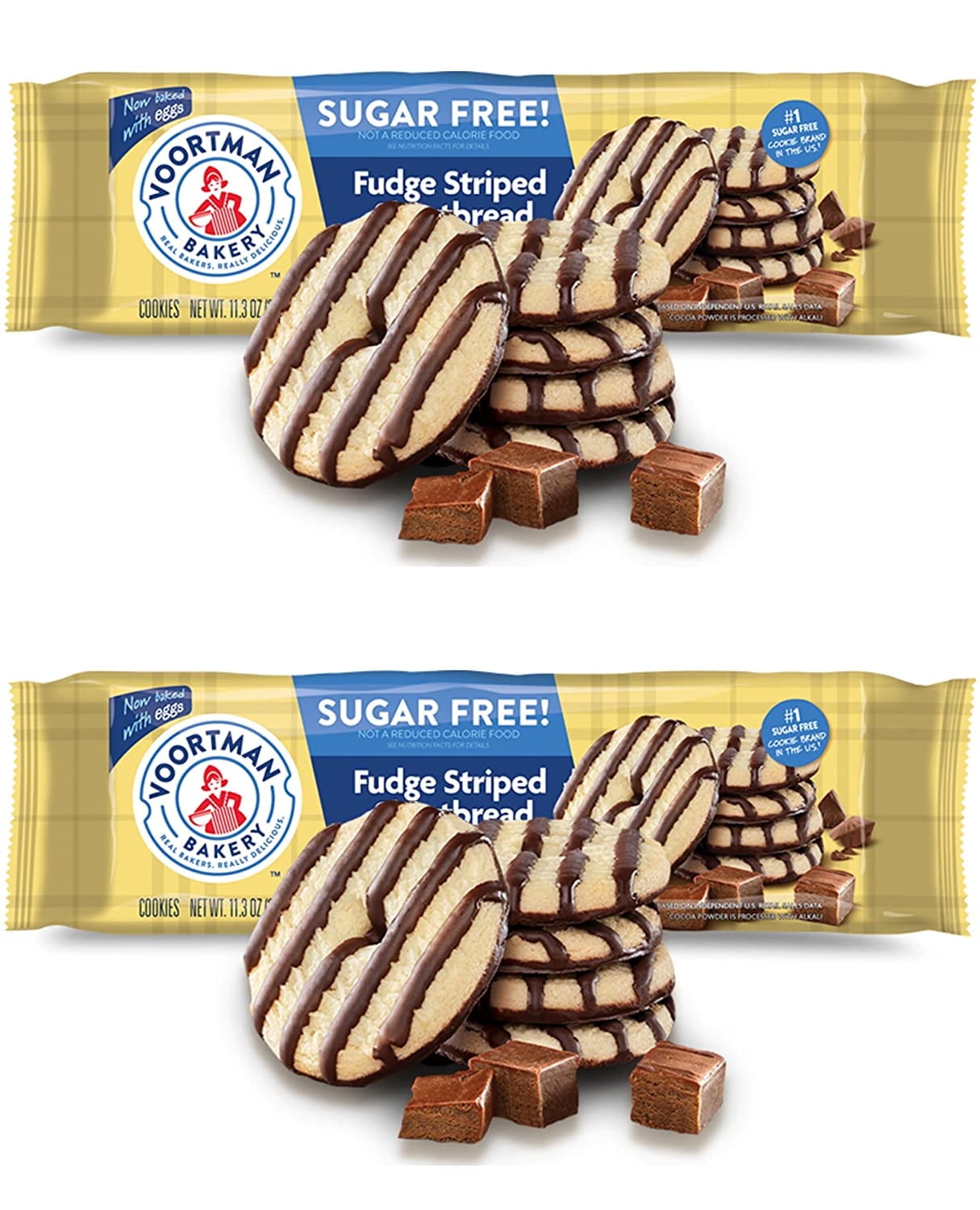Real Ingredient Sugar-Free Fudge Striped Shortbread Cookies (Pack of 2 ...