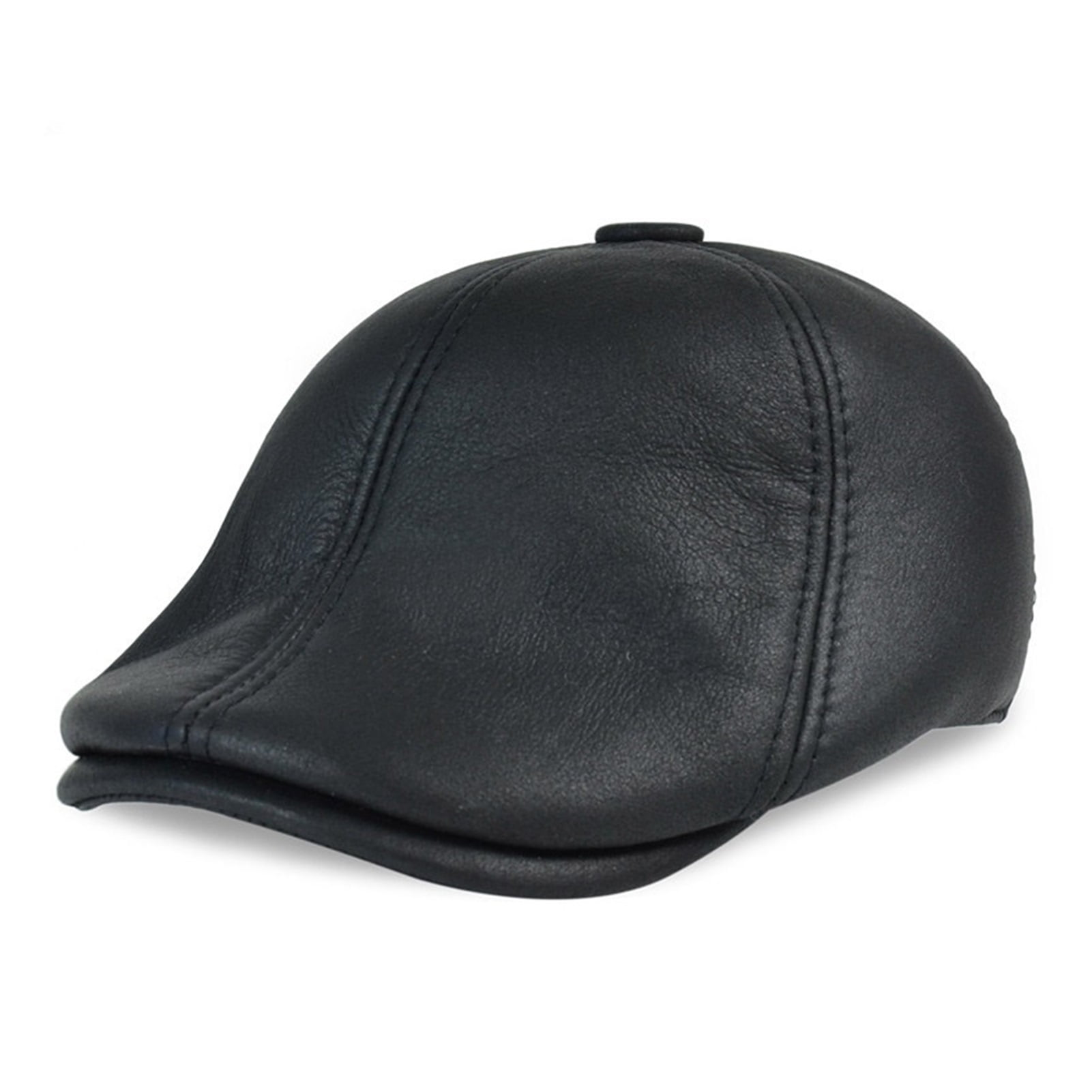 Real Leather Baseball Cap Hat Winter Warm Russian Old Men Beret Newsboy ...