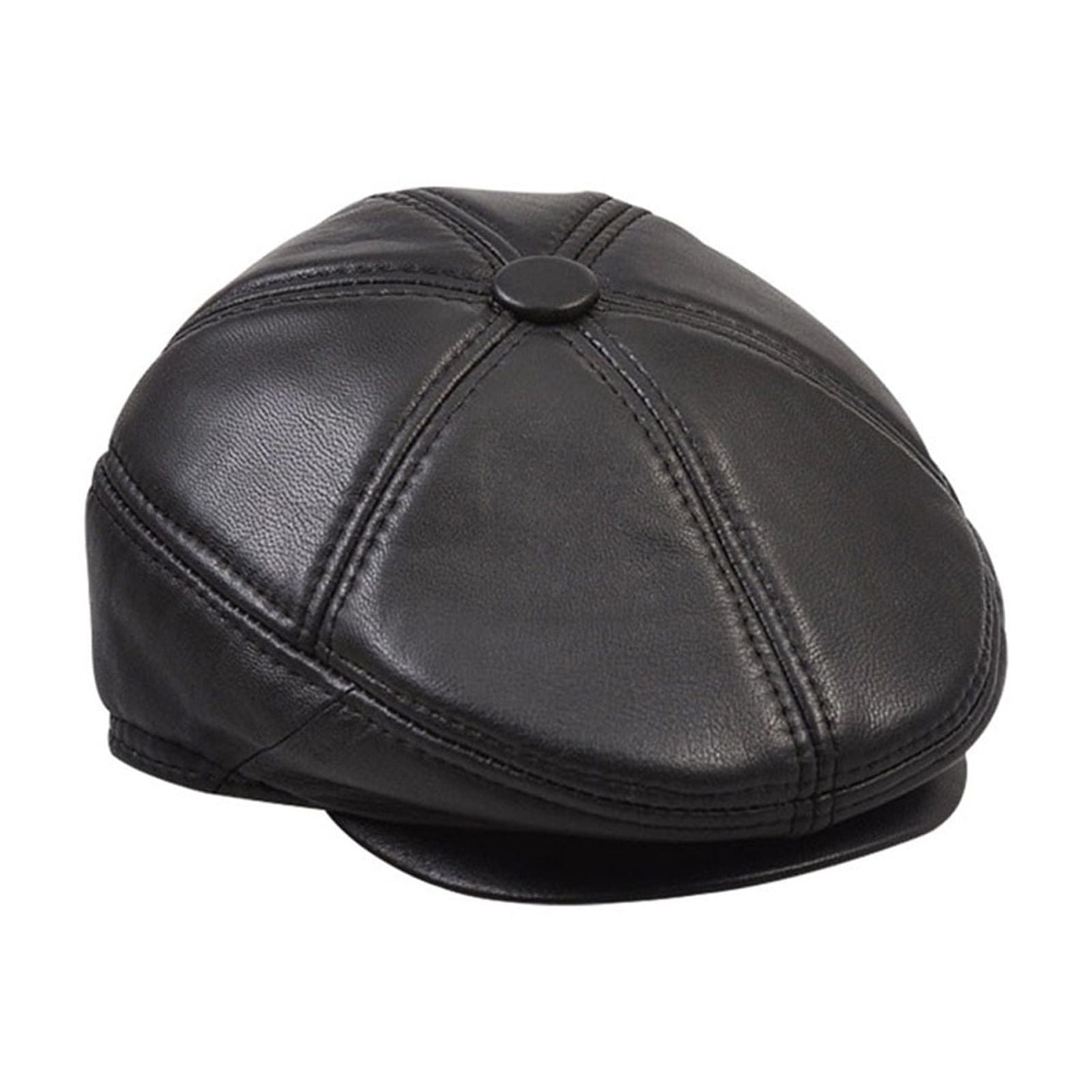 Real Leather Berets Man Black Casual Duckbill Hats Vintage Italian ...