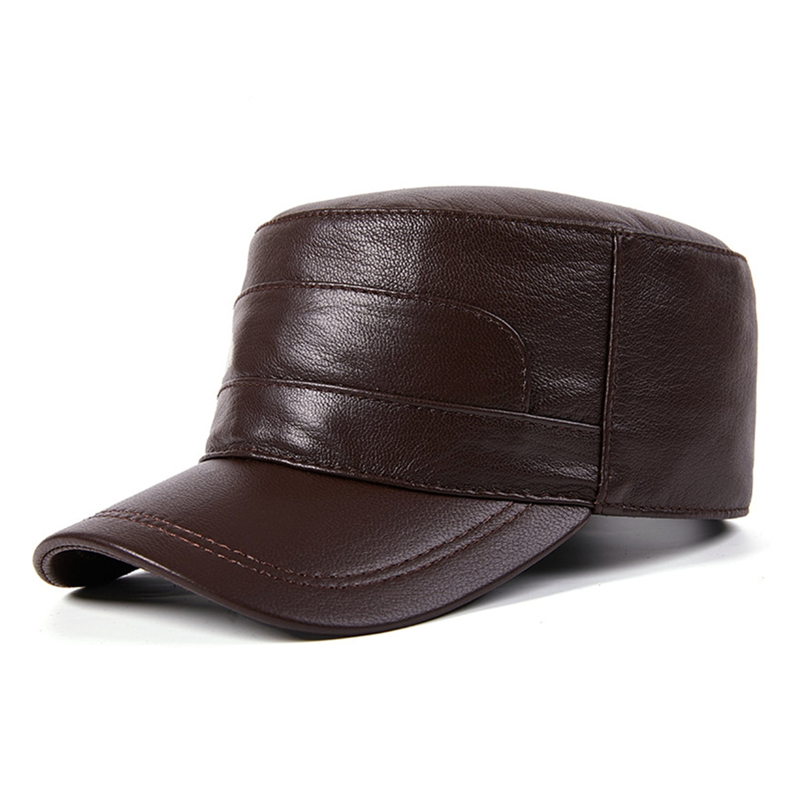 Real Leather Hat mens winter hats Sheepskin Warm male Milit-ary Hat ...