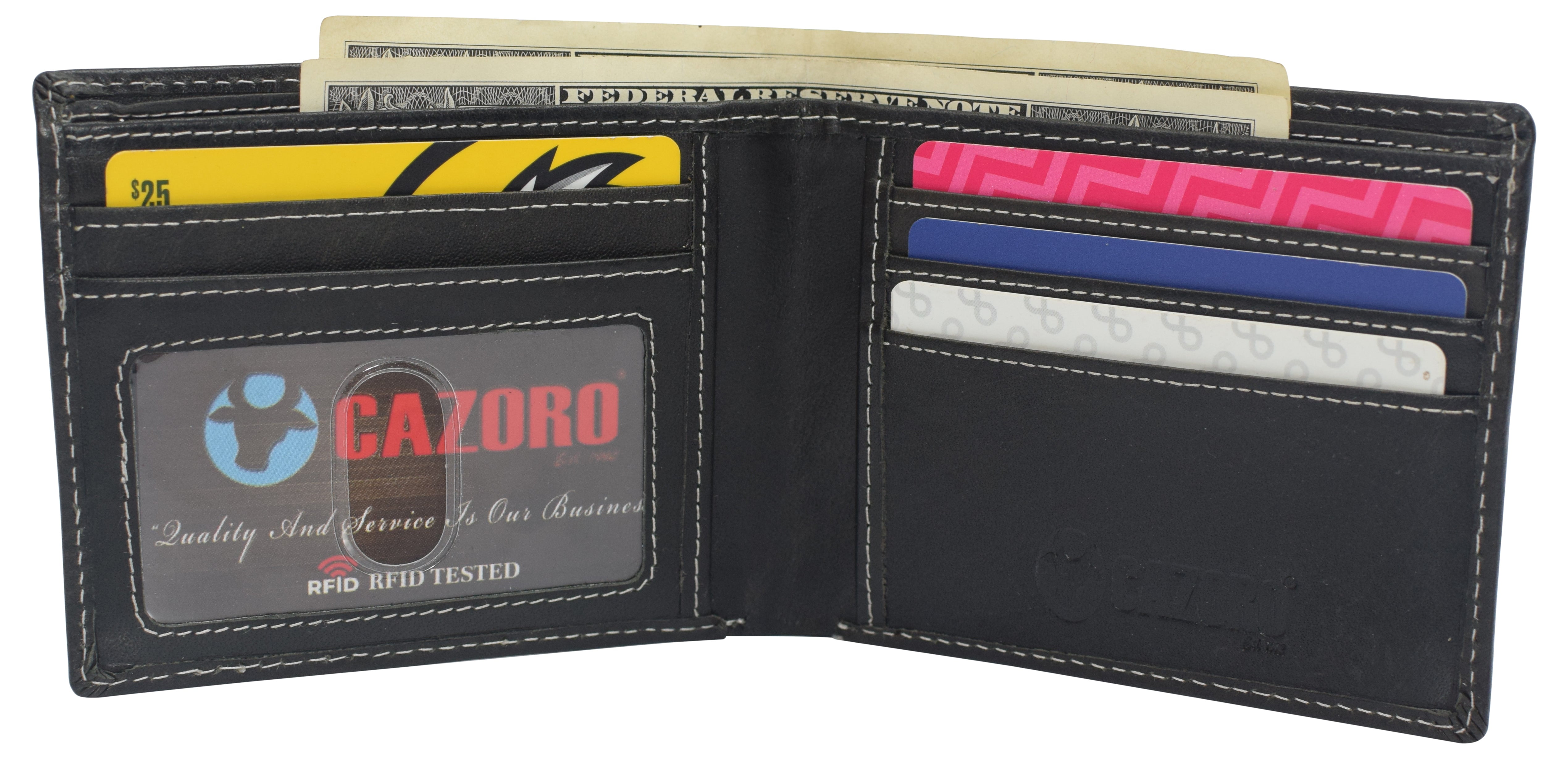 Real Leather Mens Slim Bifold Wallet RFID Blocking Front Pocket Wallets ...