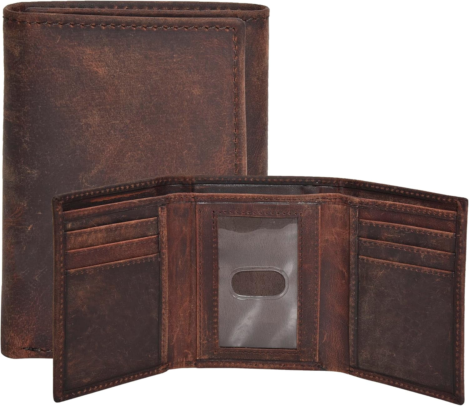 Real Leather Mens Trifold Wallet RFID Blocking Slim Minimalist Front ...