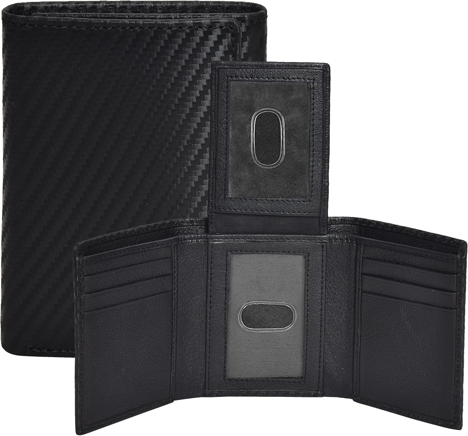 Real Leather Mens Trifold Wallet RFID Blocking Slim Minimalist Front ...
