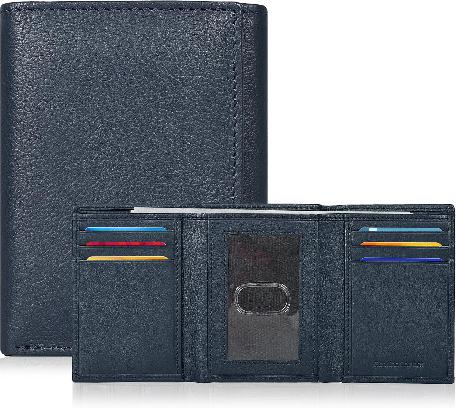 Real Leather Trifold Wallet for Men - RFID Wallets Slim 9 Credit Card ...