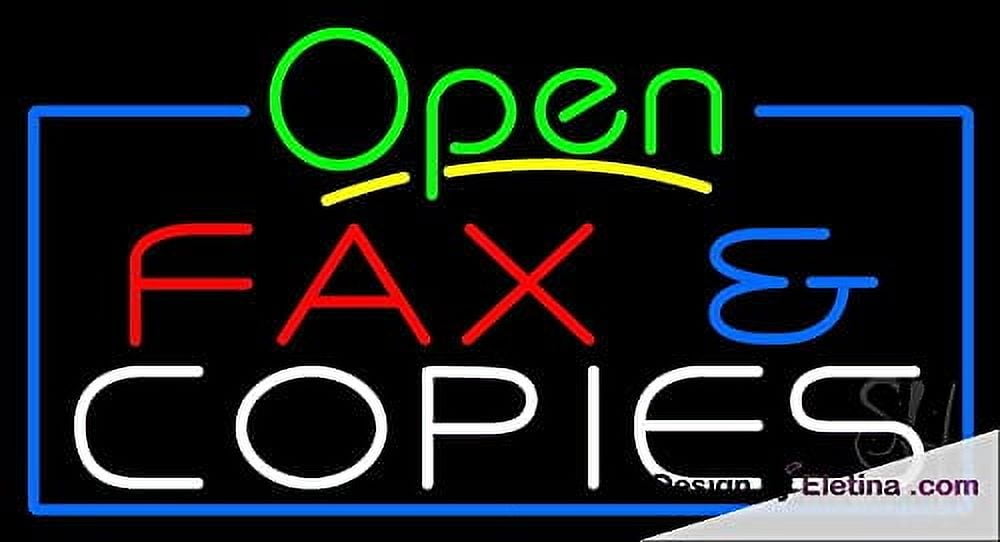 Real Led Neon Light Sign Green Open Fax And Copies Led Handmade Led ...