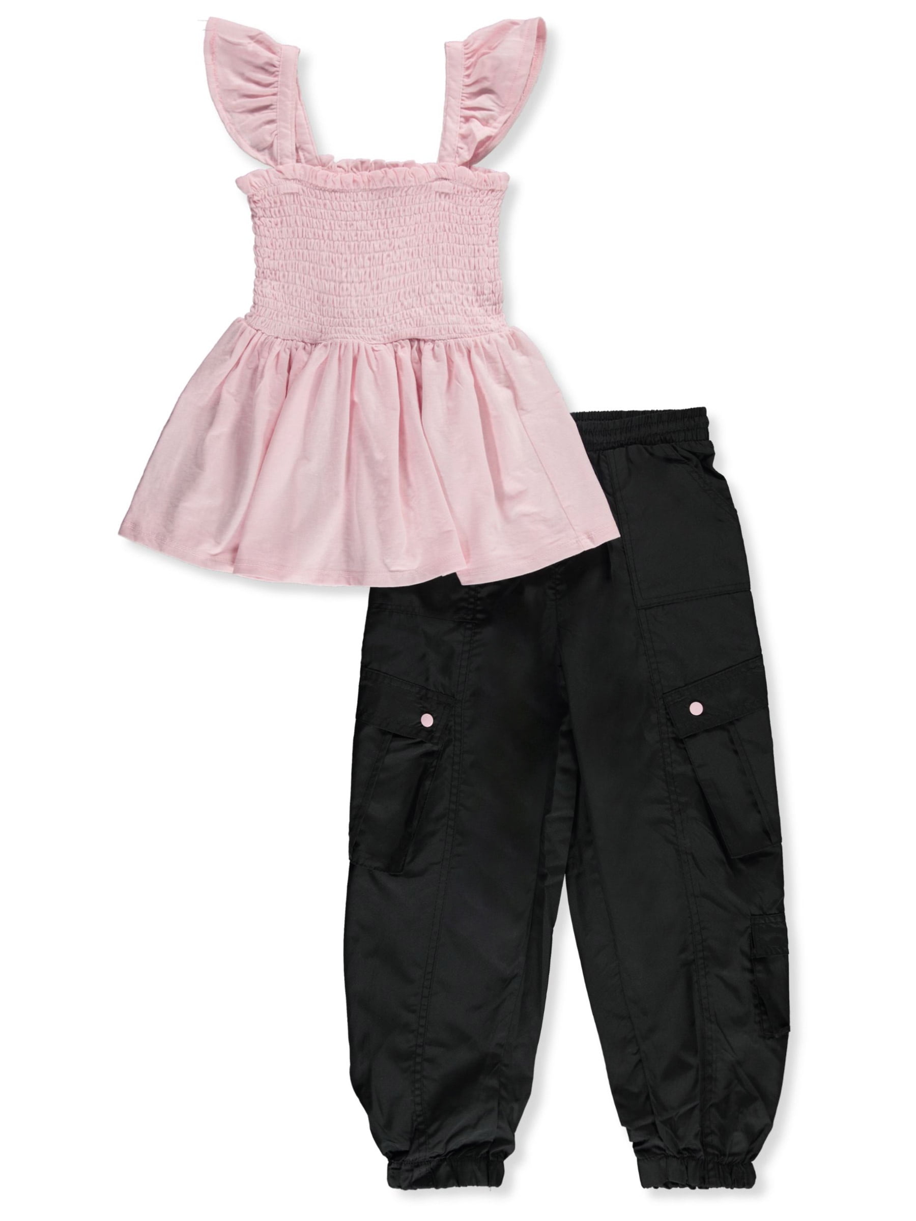 Real Love Girls' 2-Piece Cargo Pants Set Outfit - black, 4 (Little ...
