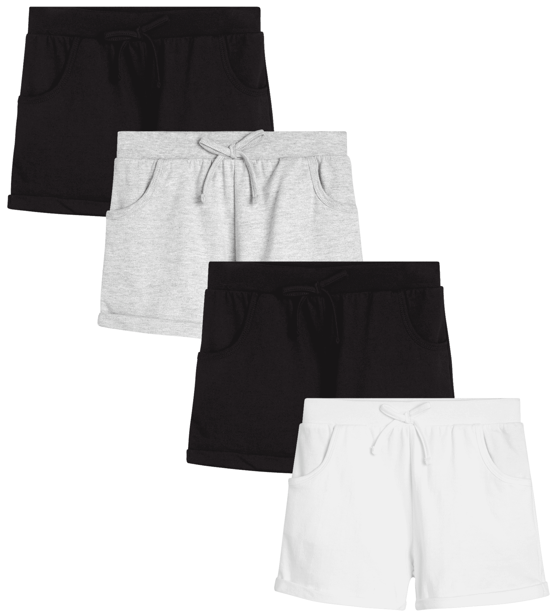 Real Love Girls' Active Shorts - 4 Pack Cuffed French Terry Sweat ...