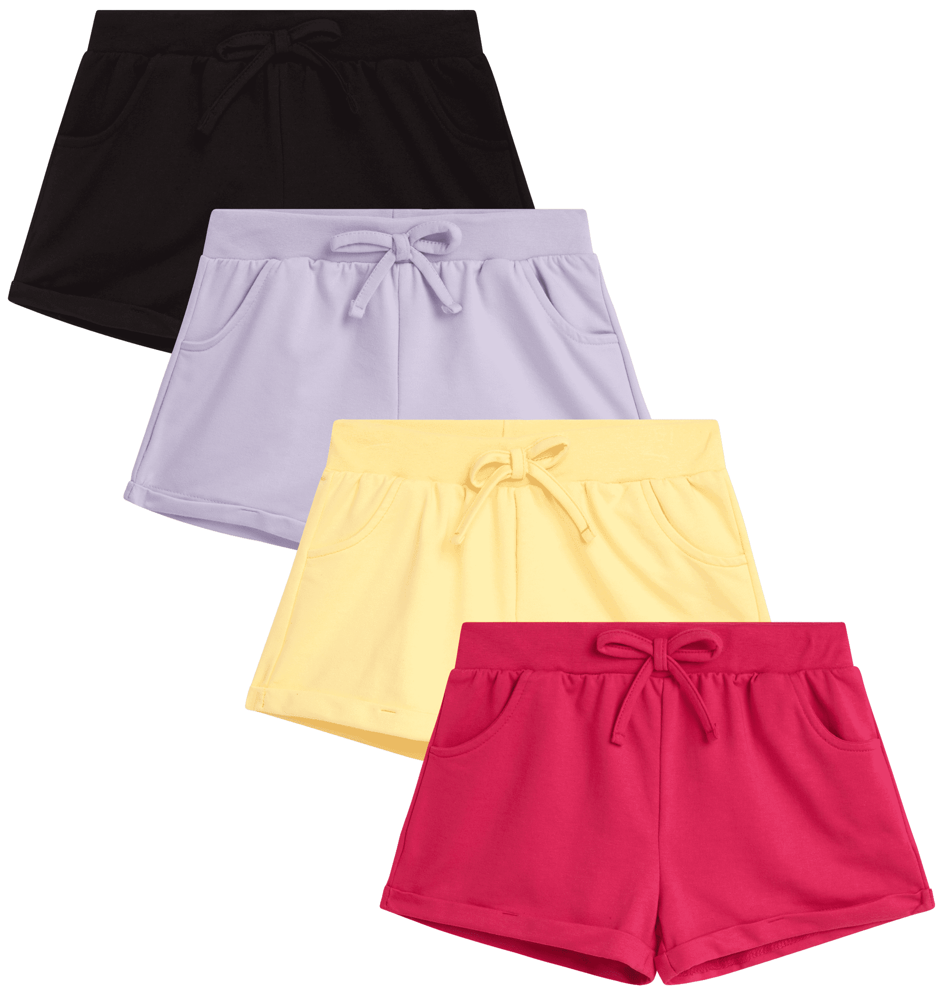 Real Love Girls' Active Shorts - 4 Pack Cuffed French Terry Sweat ...