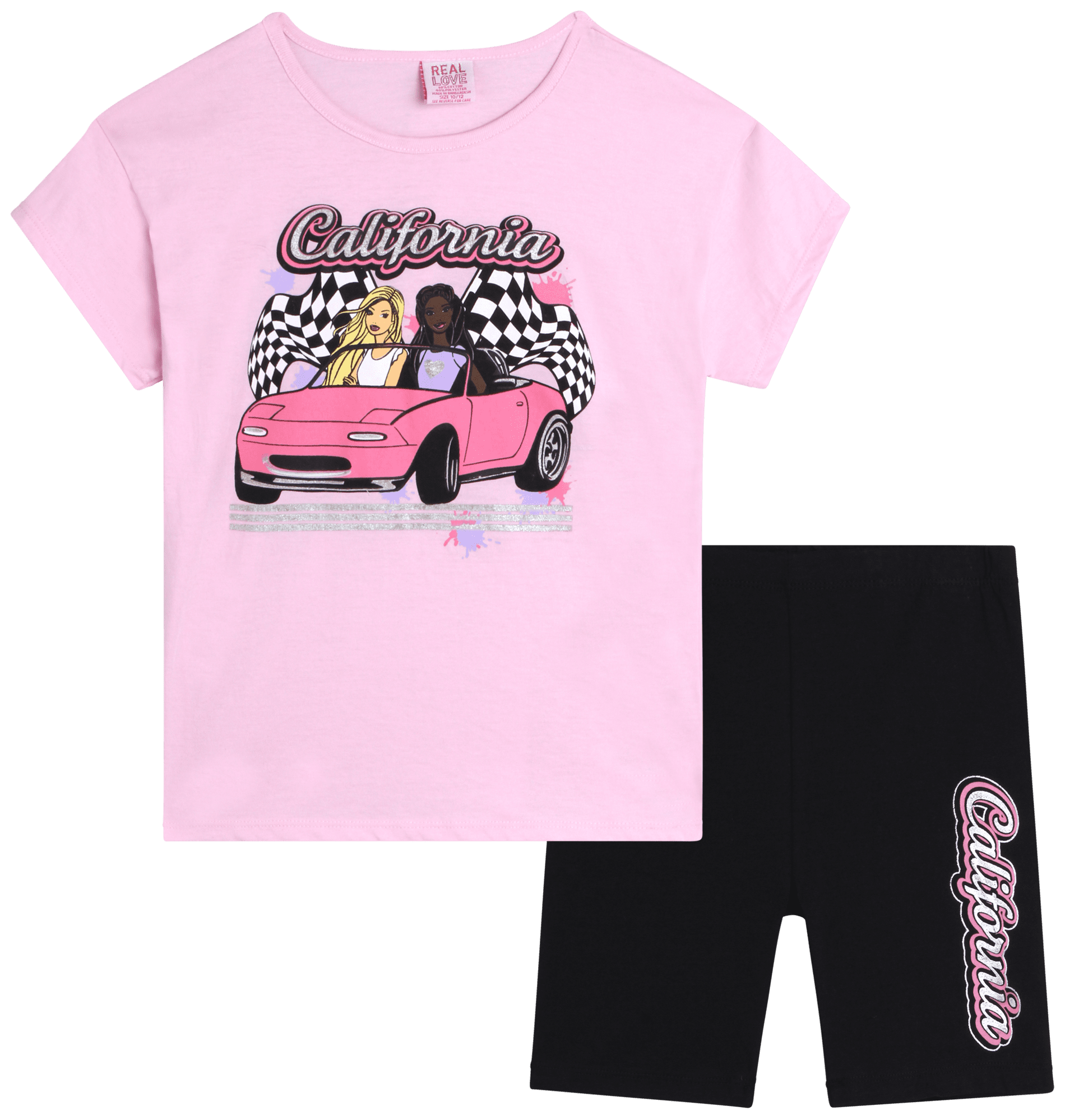Real Love Girls Bike Shorts Set 2 Piece Cute Oversized T Shirt And Bike Shorts 7 12