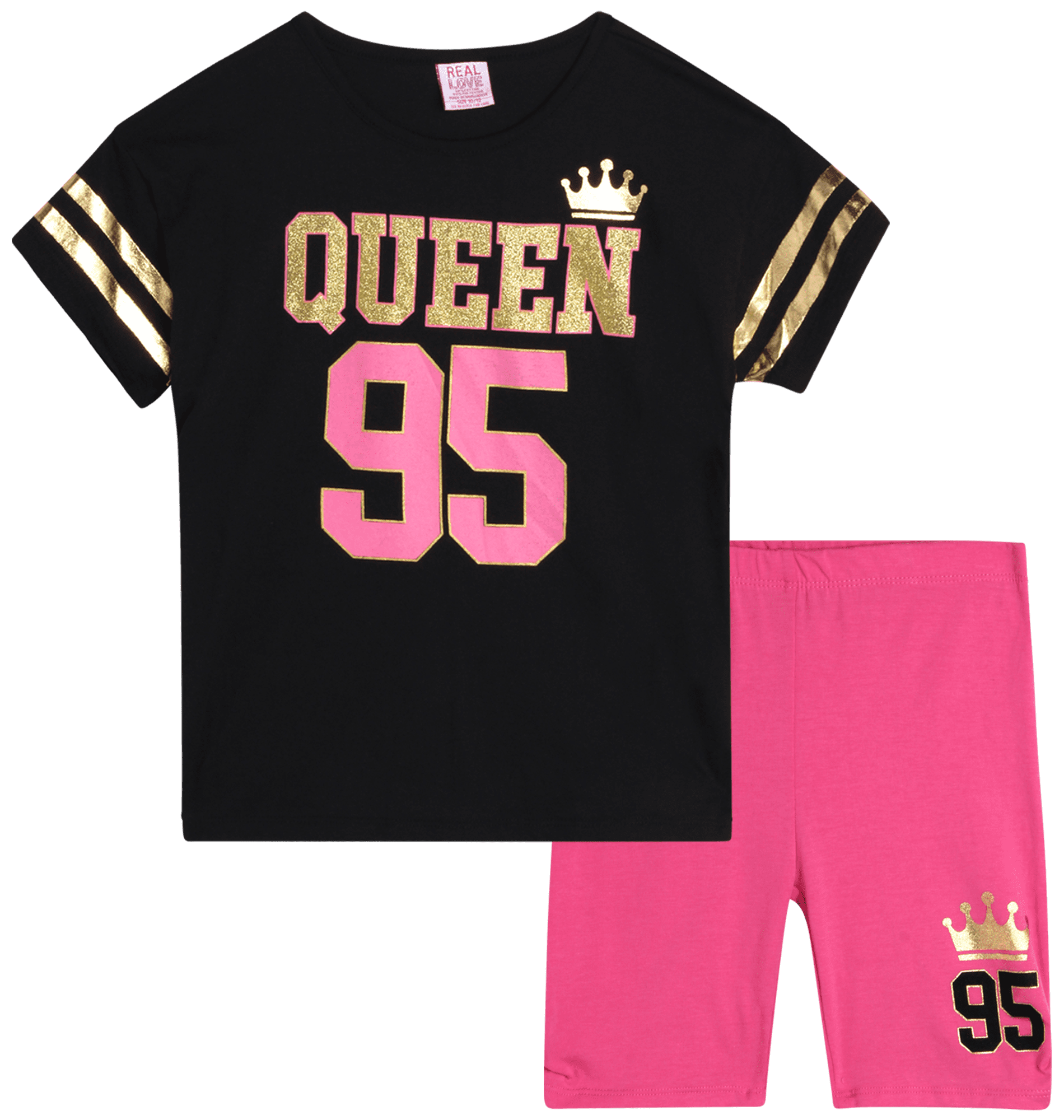 Real Love Girls Bike Shorts Set 2 Piece Cute Oversized T Shirt And Bike Shorts 7 12