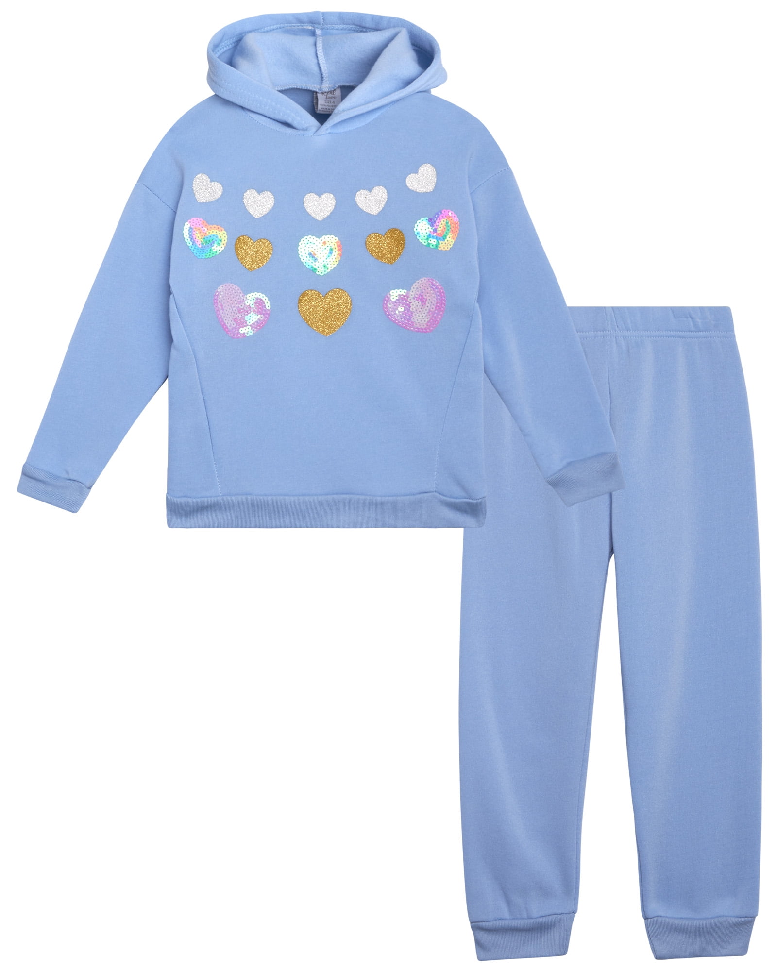 Real Love Girls' Jog Set - 2 Piece Soft Fleece Pullover Hooded ...